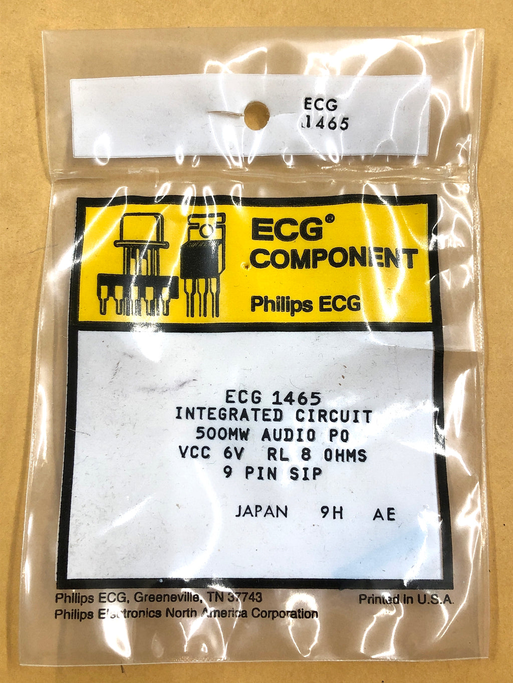ECG1465, 500mW Audio Power Amplifier IC ~ 9 Pin SIP (NTE1465) – MarVac Electronics