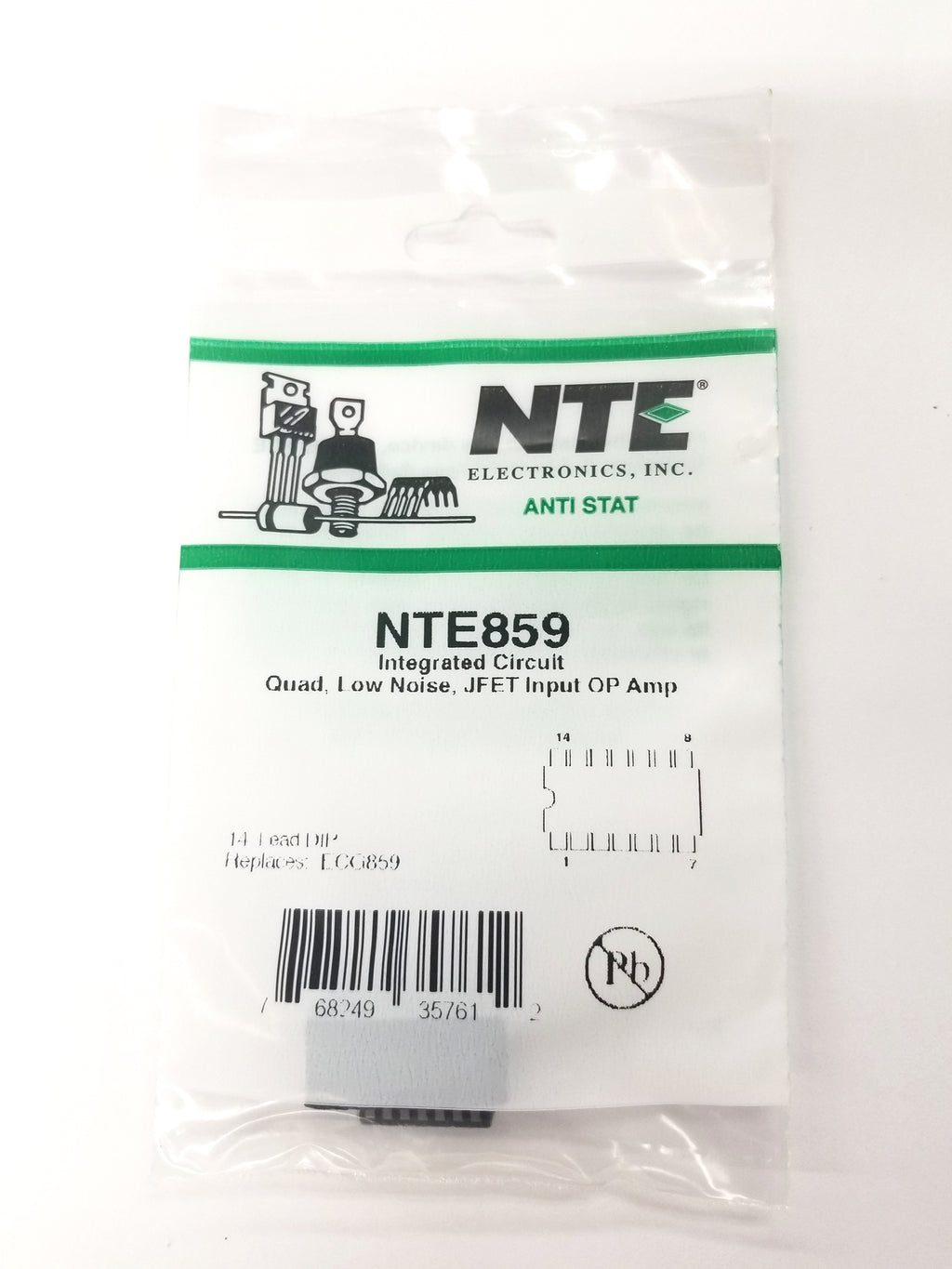 NTE859 Quad Low-Noise JFET Input Operational Amplifier IC ~ 14 Pin DIP – MarVac Electronics