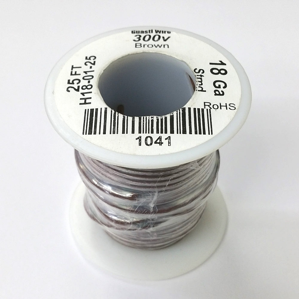 H18-01-25 25FT 18AWG BROWN Stranded Electronic Hook Up 300V Wire UL100 – MarVac Electronics