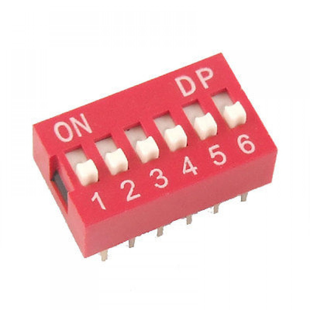 Philmore 30-1006 6 Position DIP Switch, 2.54mm Spacing ON-OFF 100mA@50 – MarVac Electronics