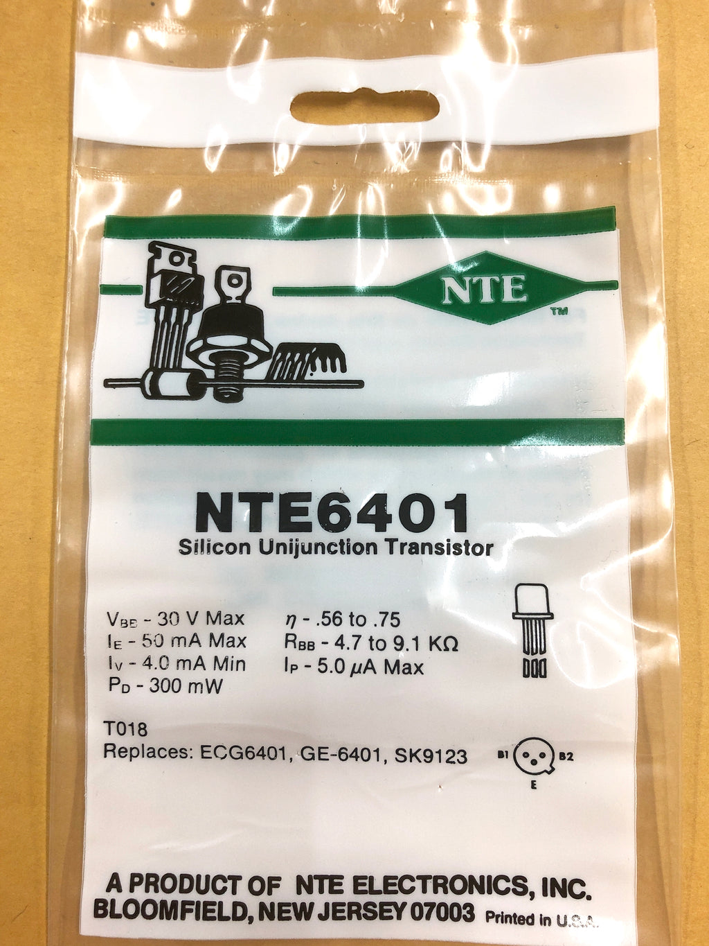 NTE6401, 50mA @ 35V Silicon Unijunction Transistor ~ TO-18 (ECG6401) – MarVac Electronics
