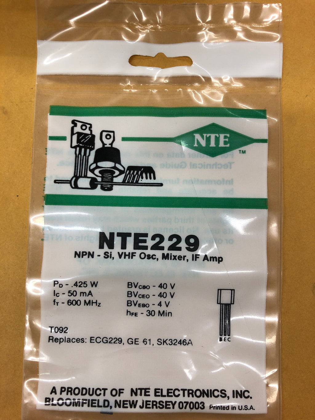 NTE229 NPN SI VHF OSC MIXER – MarVac Electronics