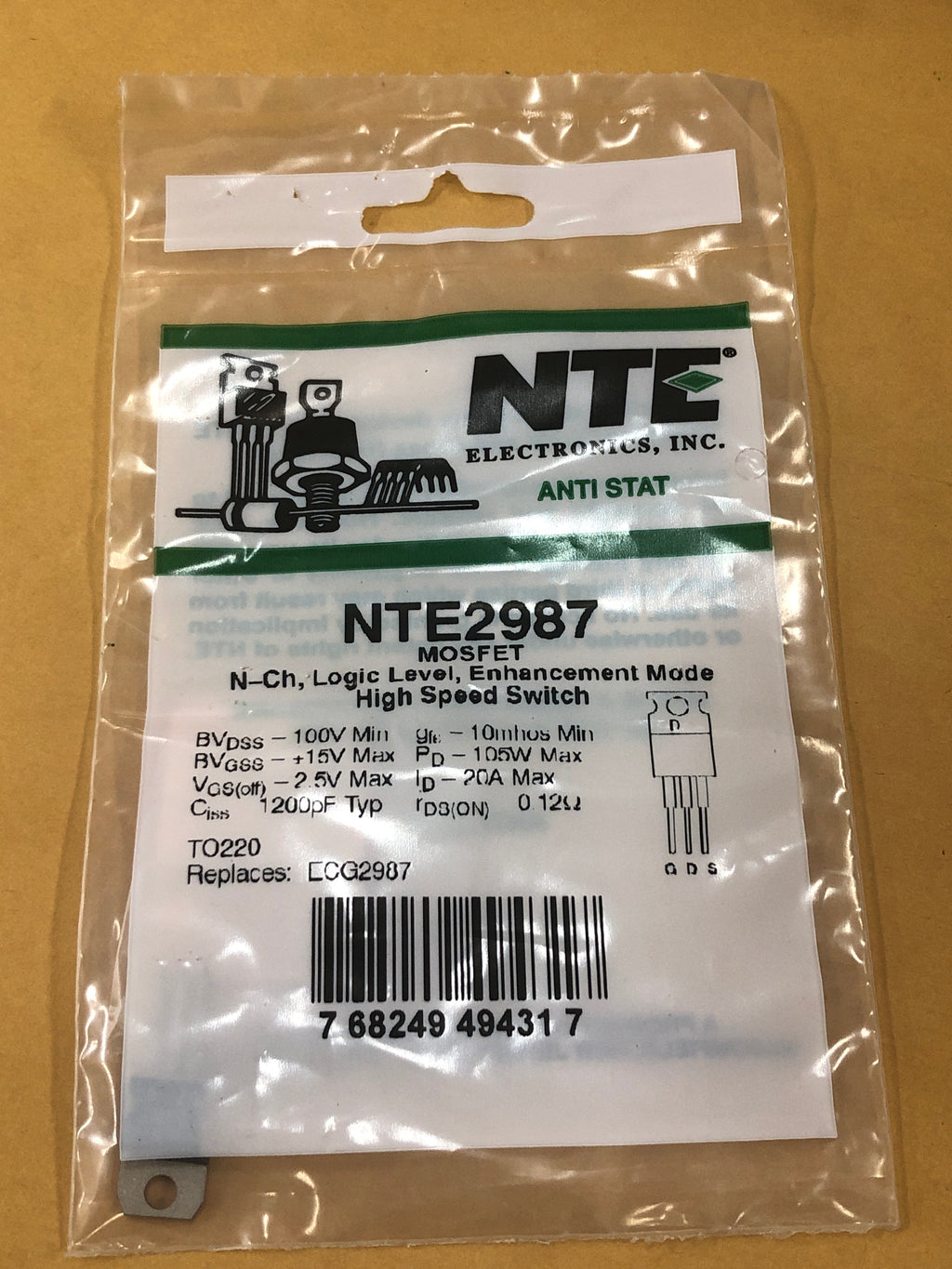 NTE2987 N CH LOGIN LEVEL ENCHANCEMENT MODE – MarVac Electronics