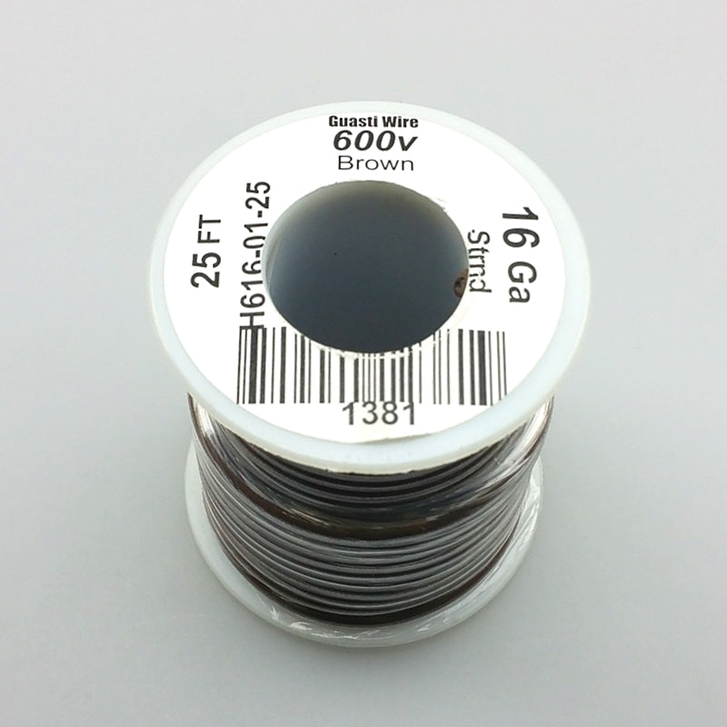 H616-01-25 25FT 16AWG BROWN Stranded Appliance & Marine 600V Wire UL10 ...