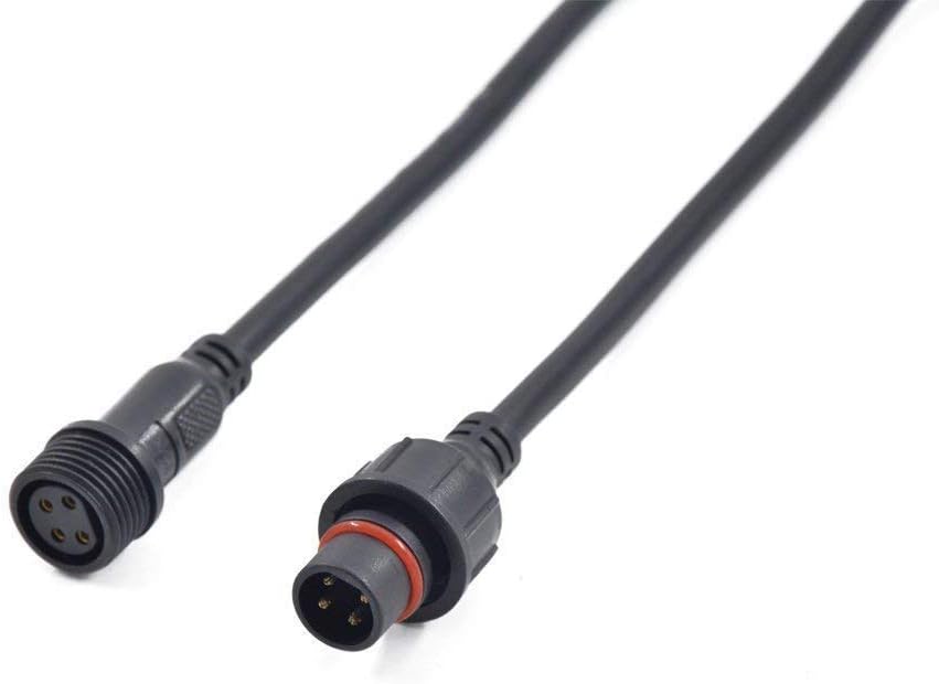 MVLED-4S-WP 4pin 20mm Black Electrical Connector Extension Cable 40cm ...