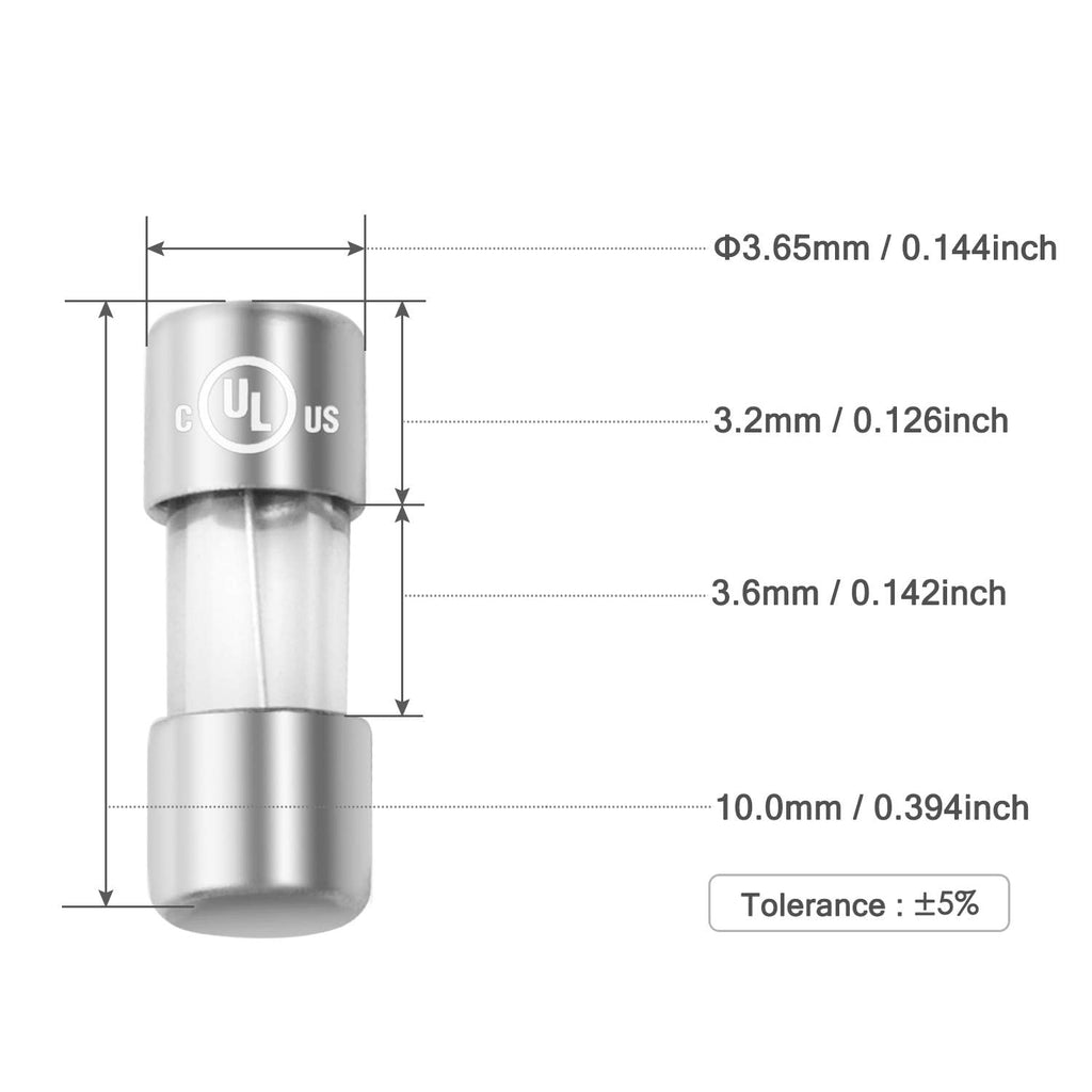 74-3SG5A, MVO Christmas Tree Fuse 5amp 3.6 x10mm Glass Micro Slow Blow ...