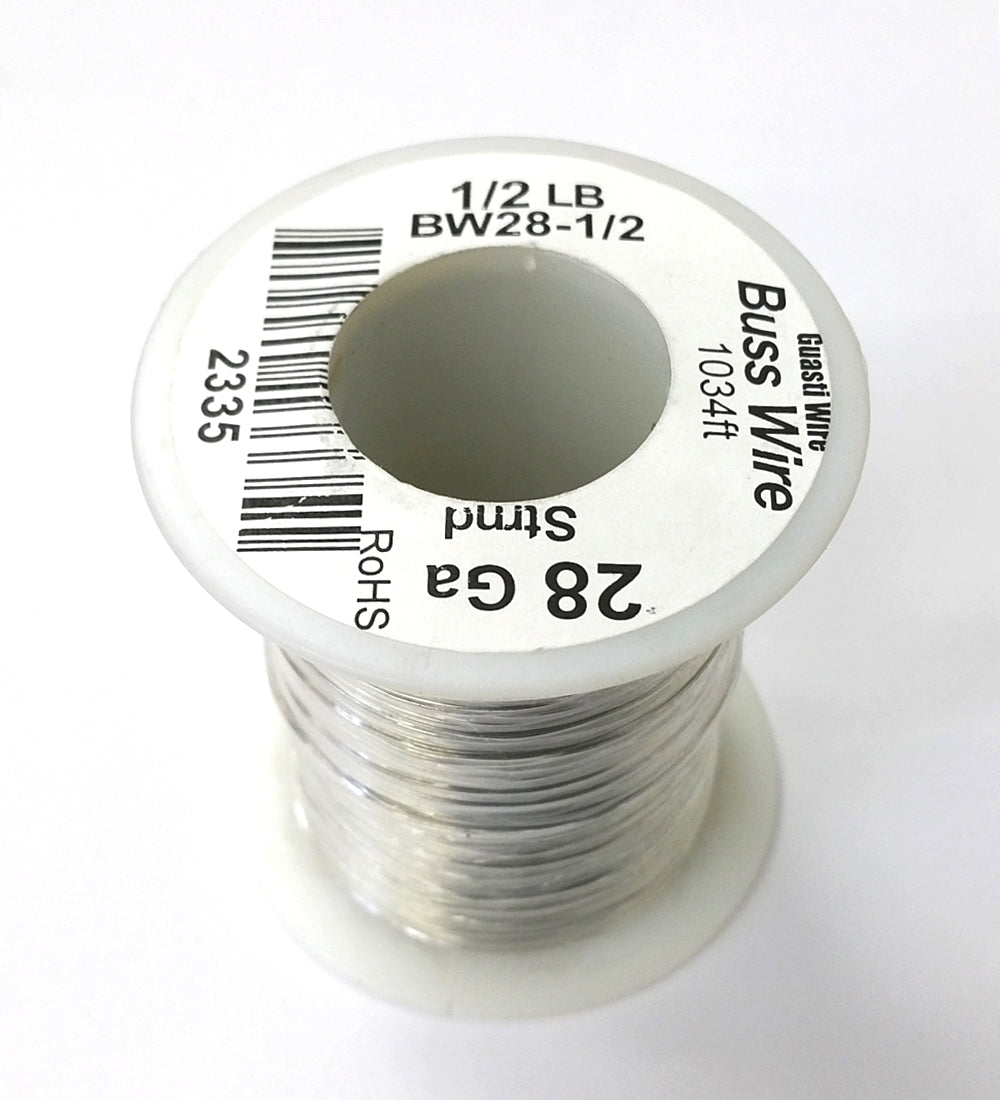 28 Gauge Tinned Copper Bus Wire, 1/2 Pound Roll (1,034' Approx.) 28AWG ...