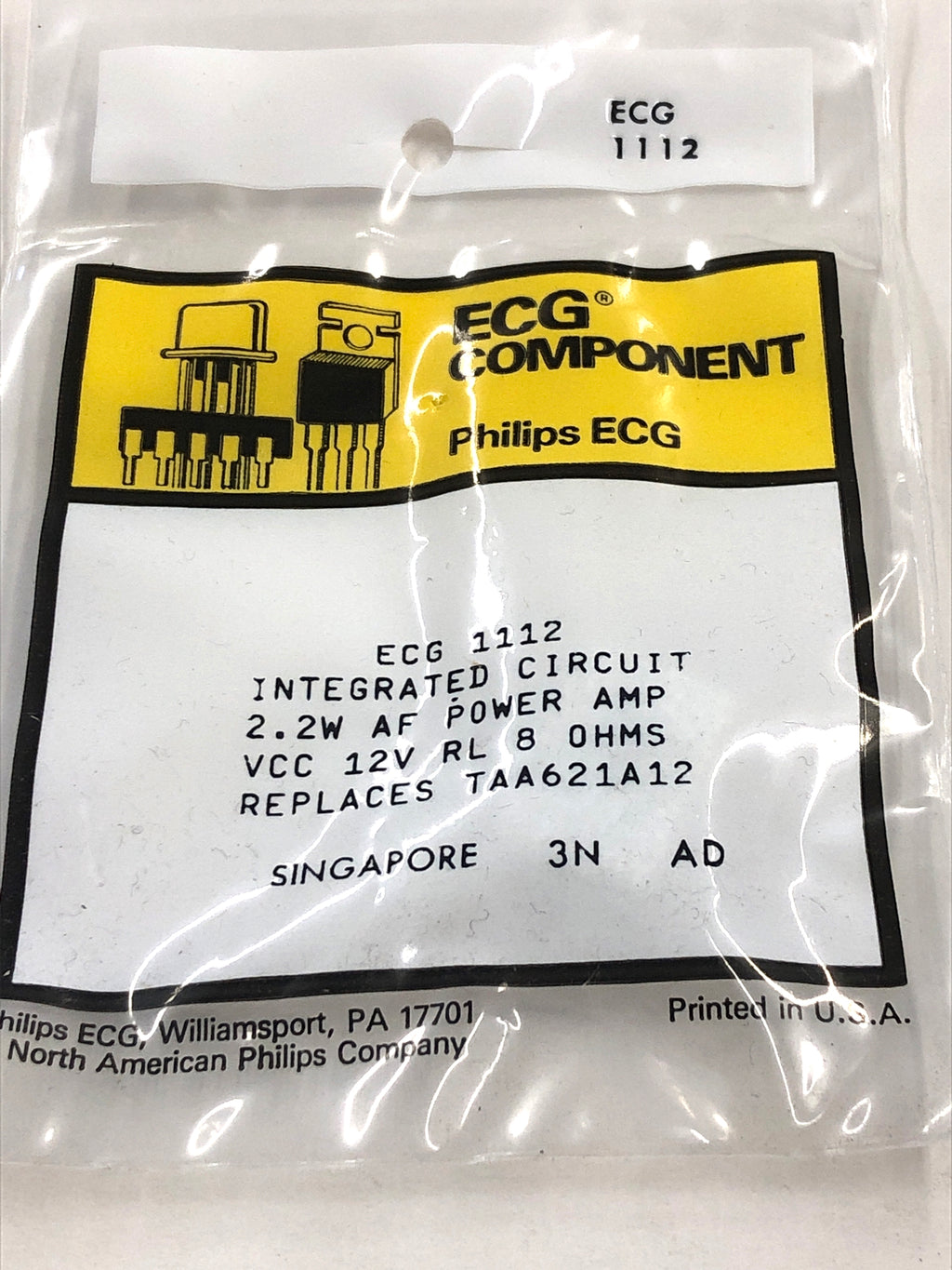ECG1112, 2.2W @ 18V Audio Power Amplifier IC ~ 14 Pin DIP (NTE1112, TA ...
