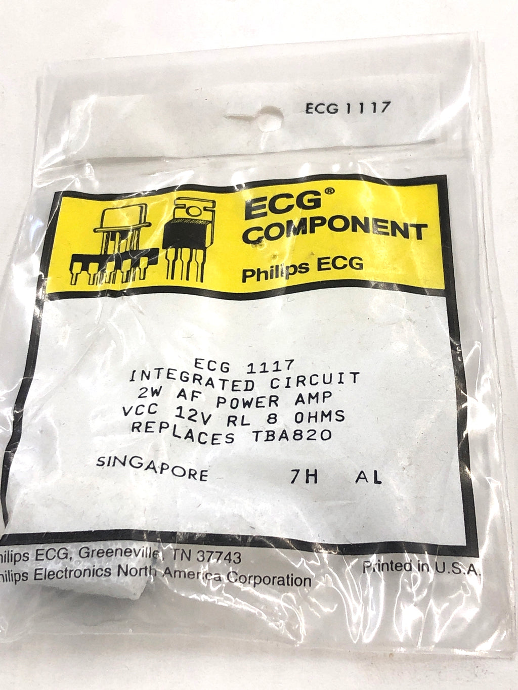 ECG1117, 2 Watt Audio Power Amp IC ~ 14 Pin DIP-Q (NTE1117, TBA820, GE ...