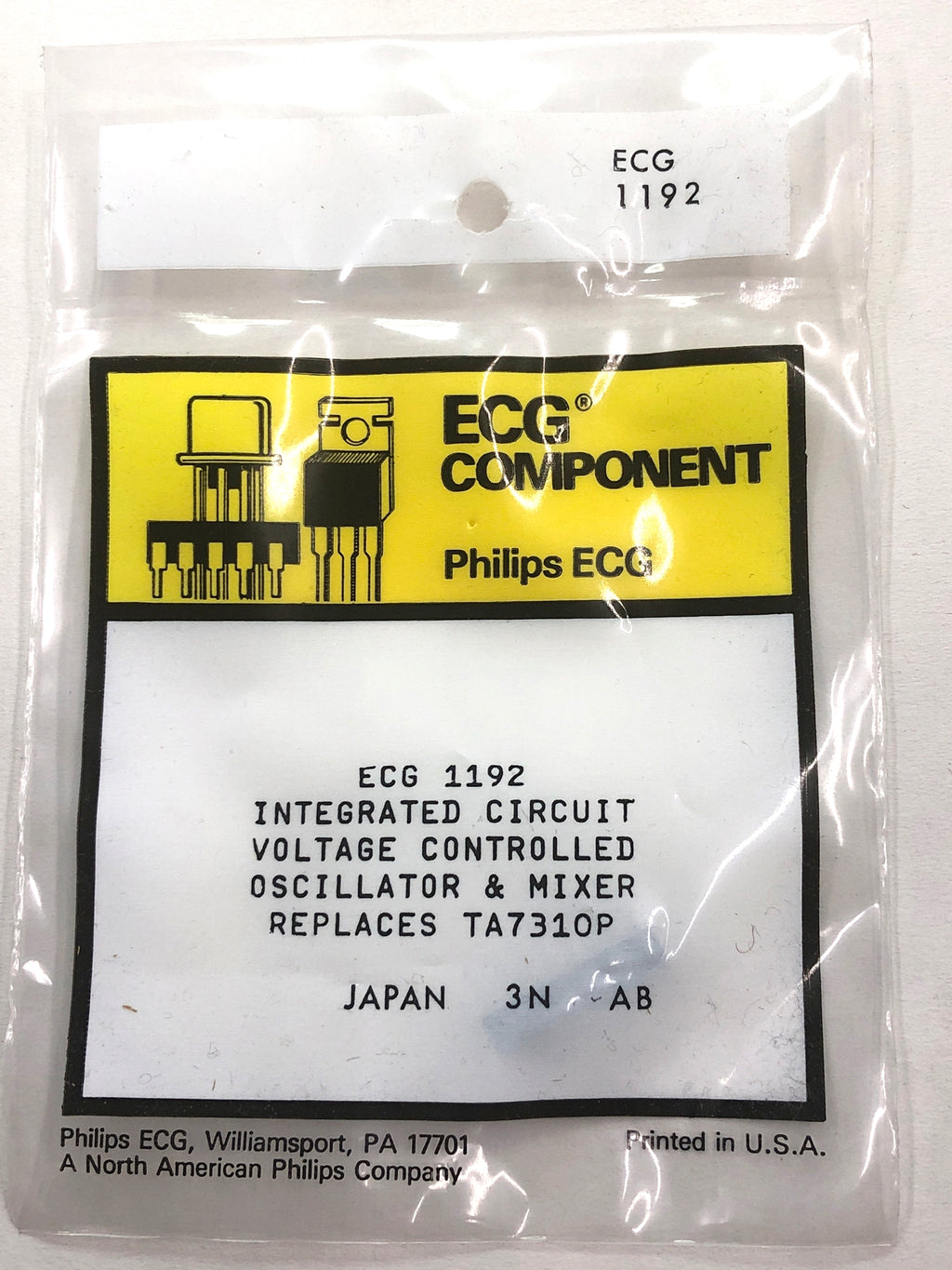 ECG1192, CB PLL VCO and Mixer IC ~ 9 Pin SIP (NTE1192, TA7310P, GE-119 ...