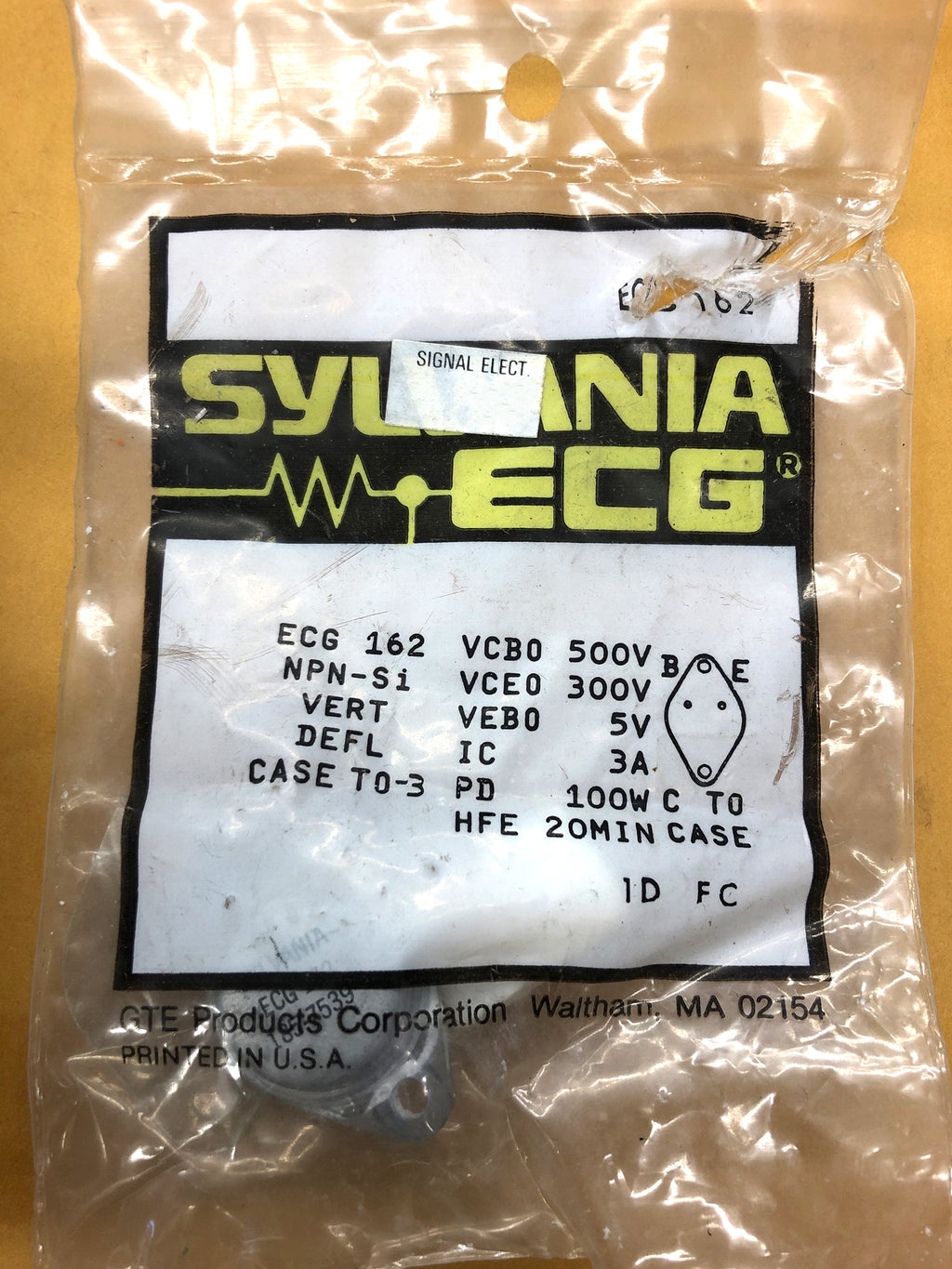 ECG162 10A* @ 500V NPN Silicon TV Vertical Deflection Transistor ~ TO ...