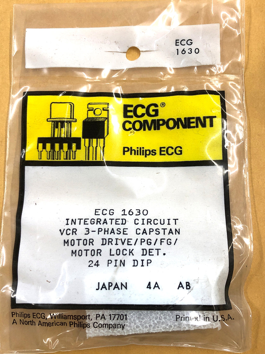 ECG1630, 3-Phase Capstan Cylinder Motor Driver IC ~ 24 Pin DIP (NTE163 ...