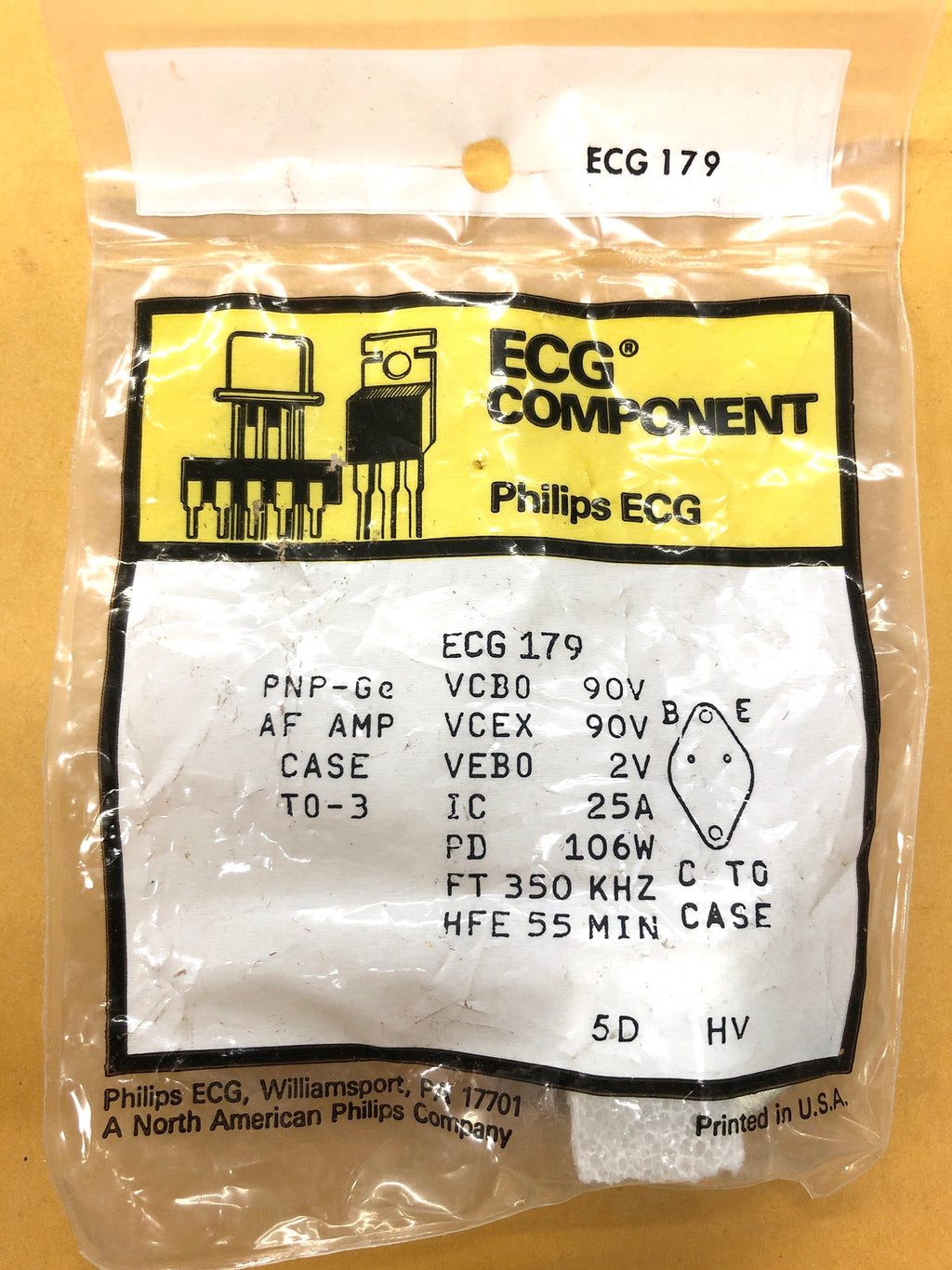 ECG179, PNP Germanium Transistor Audio Power Amp & Switch ~ TO-3 (NTE1 ...