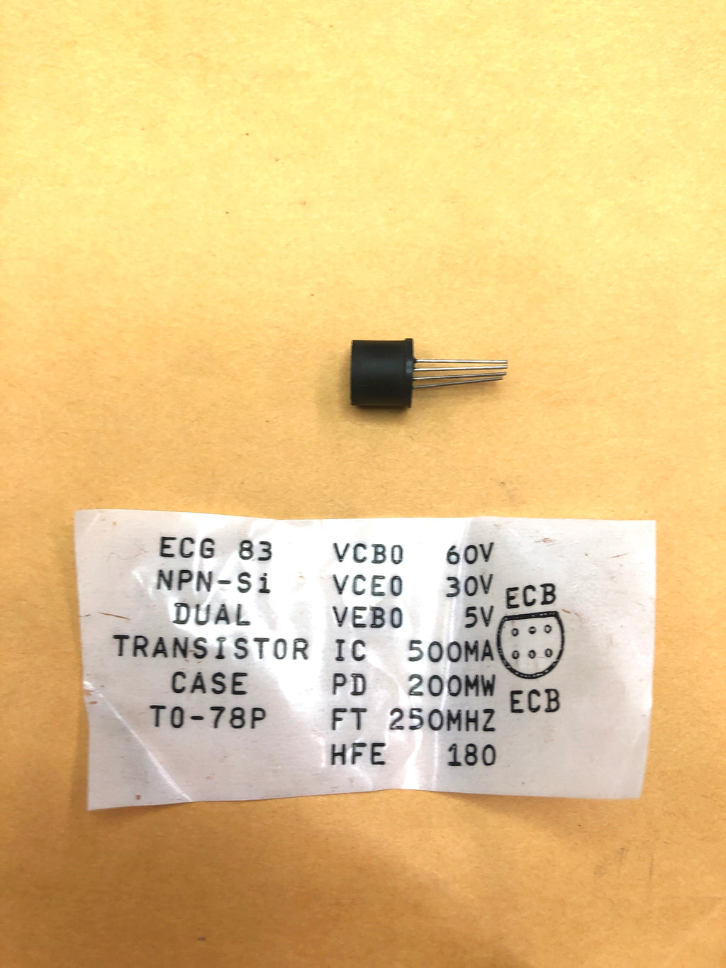 ECG83 Dual NPN Transistor High Speed Switch ~ 7 Pin TO-78P Plastic Can ...