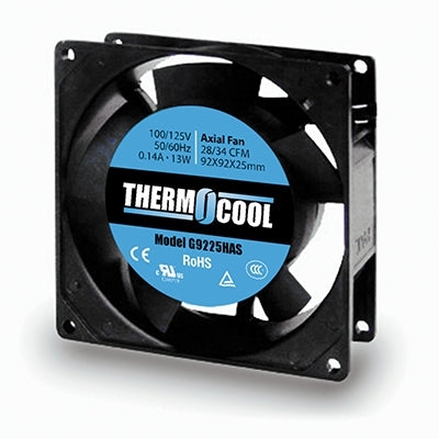 G9225HAS, Thermocool Cooling Fan 100/125V 92mm x 25mm (3.62" x. 0.98 ...