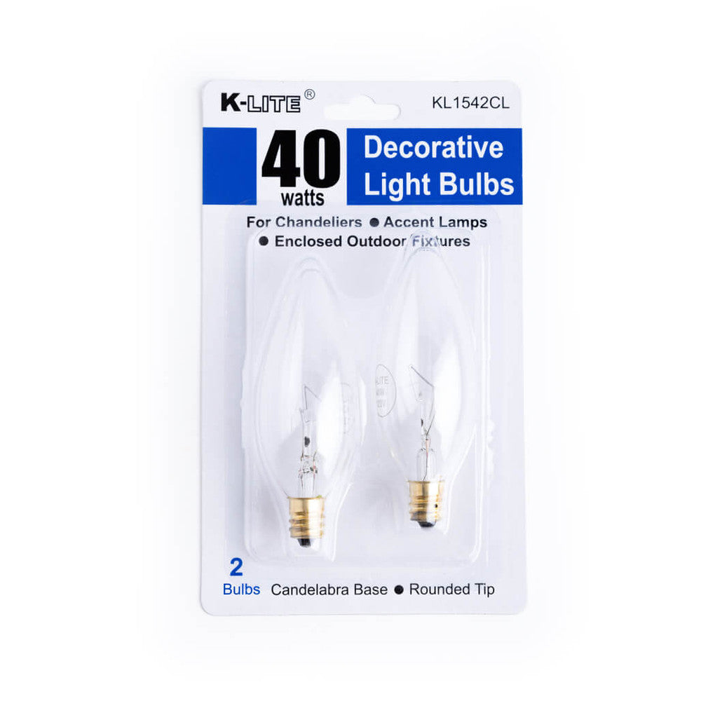 KL1542CL 2-Pack 40W Decorative Light Bulbs Candelabra Base – MarVac ...