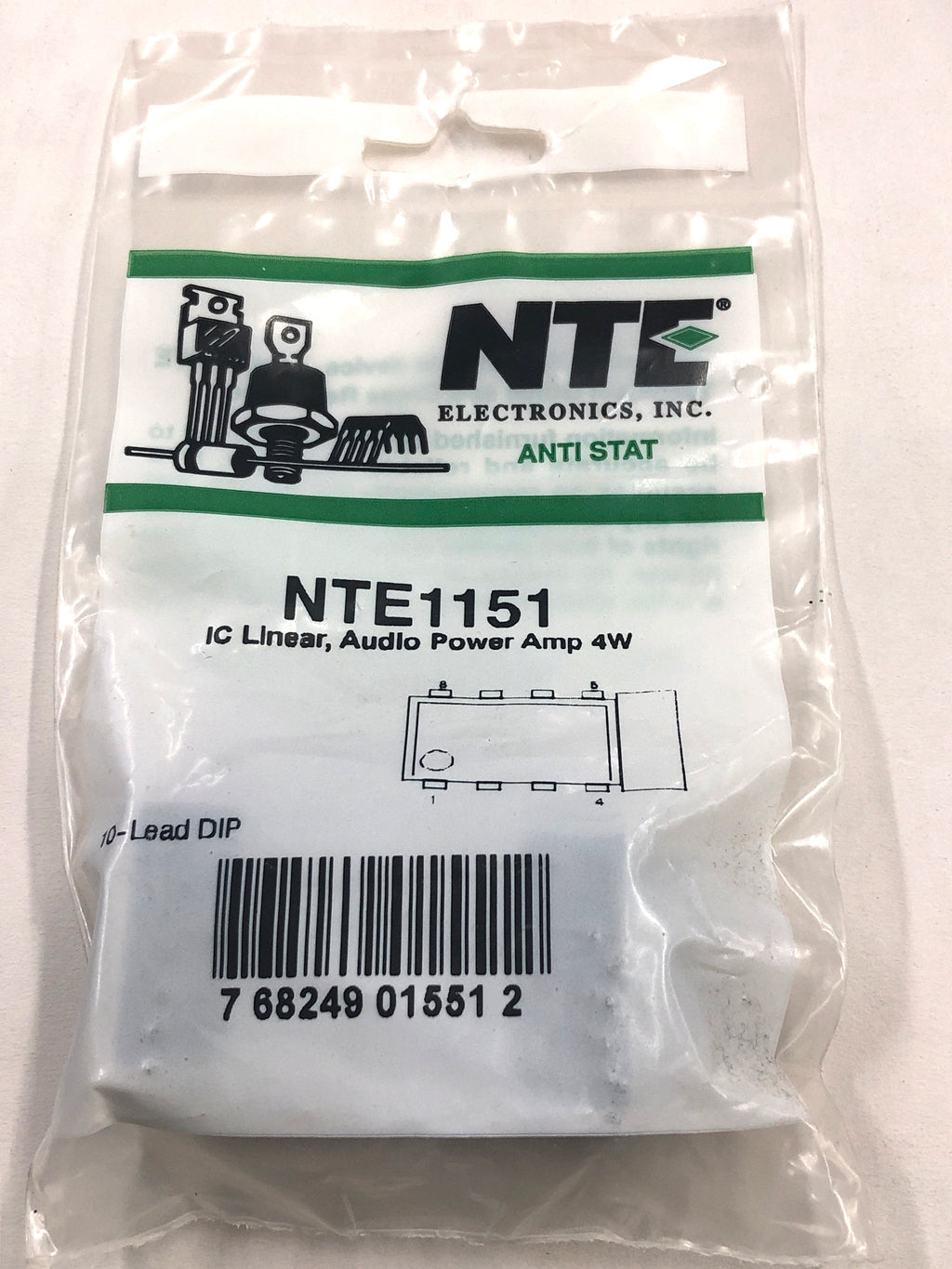 NTE1151, 4W Linear Audio Power Amplifier IC ~ 8 Pin DIP-W (ECG1151 ...