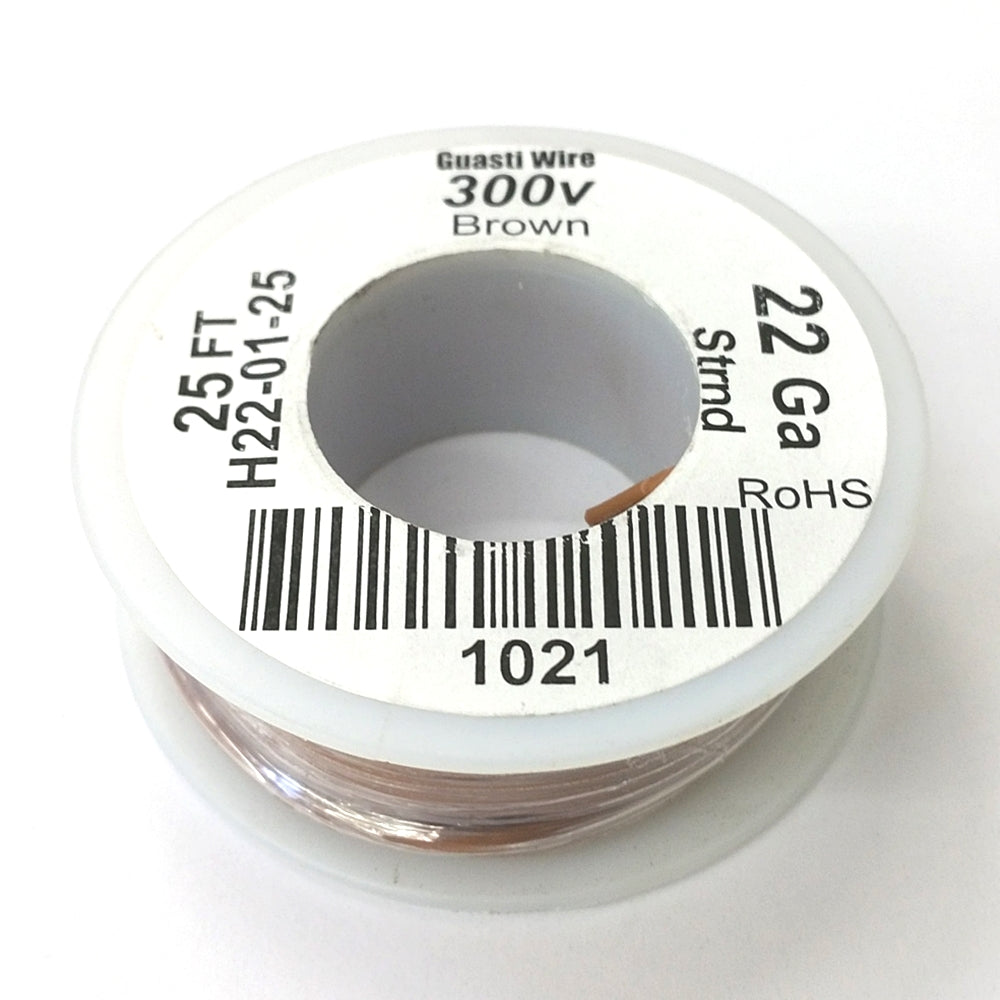 H22-01-25 25FT 22AWG BROWN Stranded Electronic Hook Up 300V Wire UL100 ...