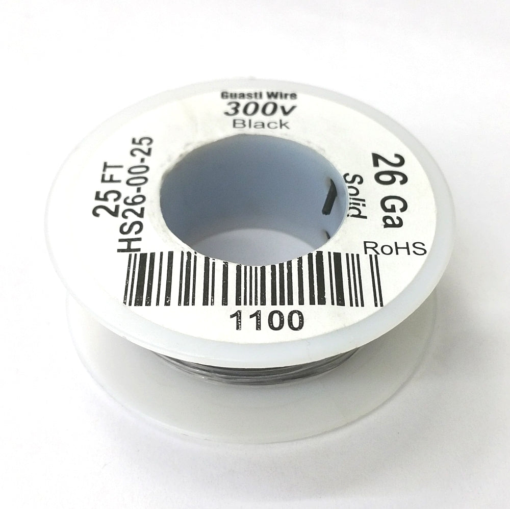 HS26-00-25 25FT 26AWG BLACK SOLID Electronic Electrical 300V Wire UL10 ...