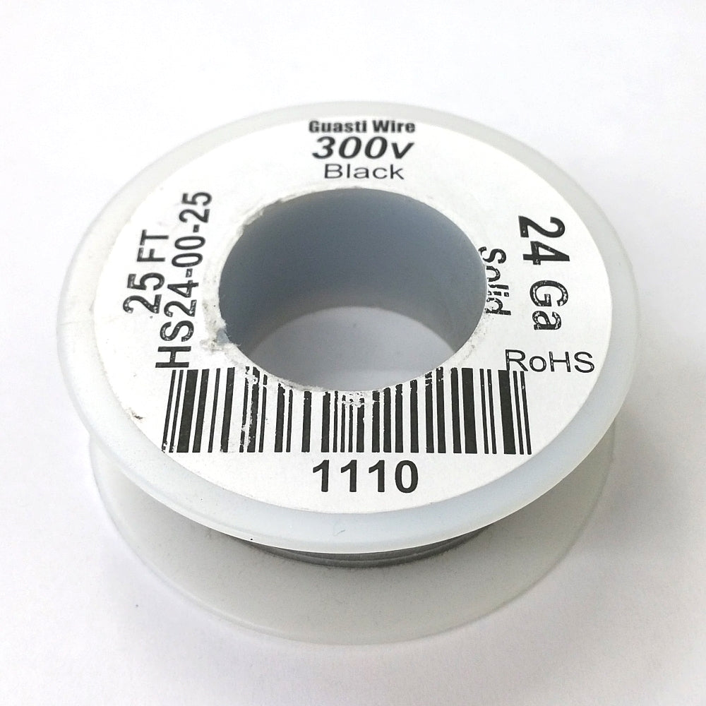 HS24-00-25 25FT 24AWG BLACK SOLID Electronic Electrical 300V Wire UL10 ...
