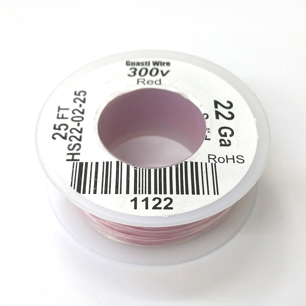 HS22-02-25 25FT 22AWG RED SOLID Electronic Electrical 300V Wire UL1007 ...