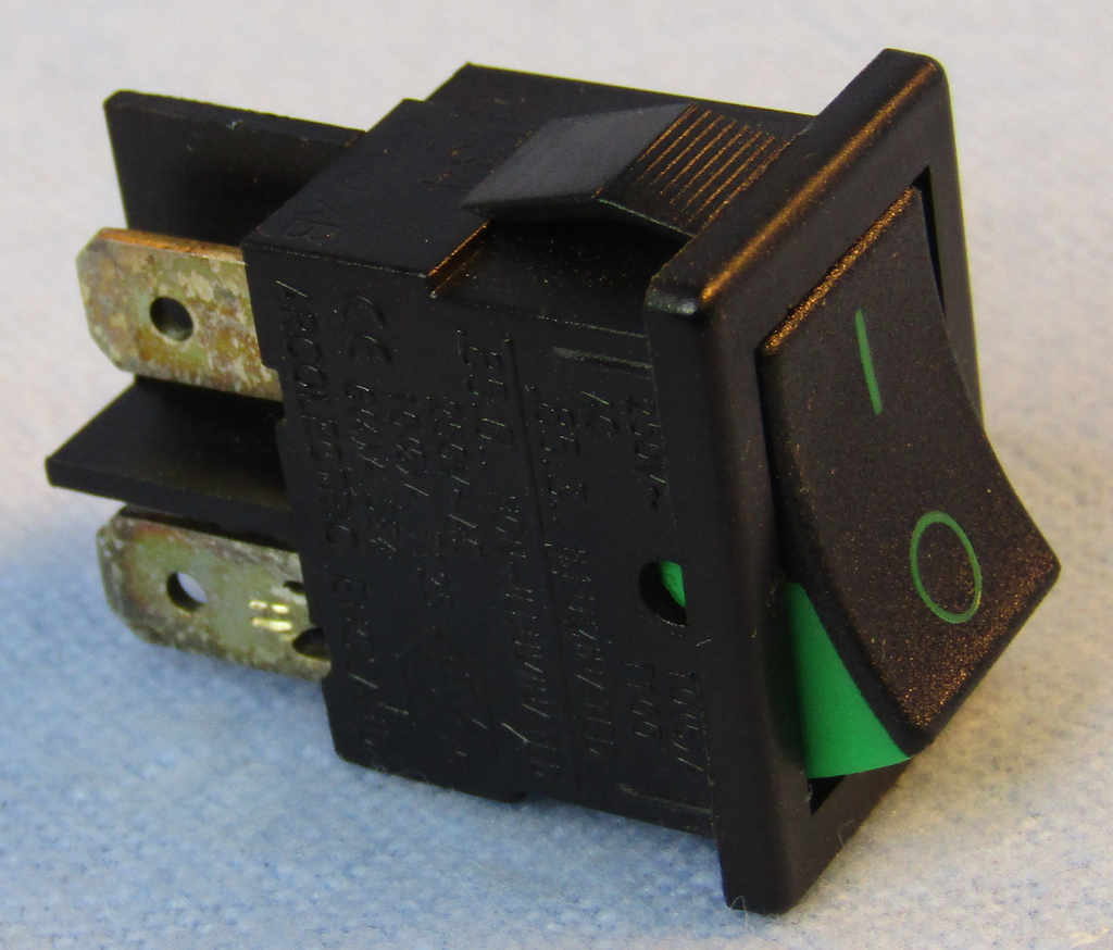 Philmore 30-852 SPST OFF-ON, Black/Green Mini Snap-In Rocker Switch 15 ...