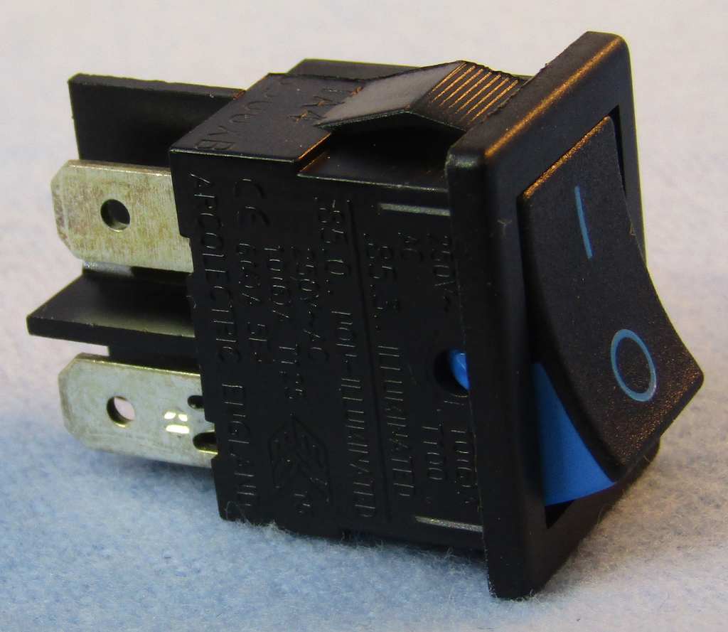 Philmore 30-854 SPST OFF-ON, Black/Blue Mini Snap-In Rocker Switch 15A ...