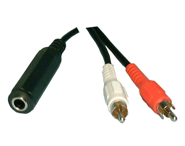 44-206, Philmore 6 Inch (1) 1/4" Mono Female Plug to (2) RCA Male Plug ...
