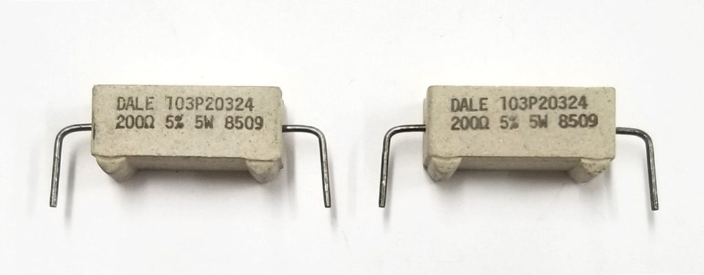 Lot of 2, Dale 200 Ohm 5 Watt Wirewound Ceramic Power Resistors 5W ...