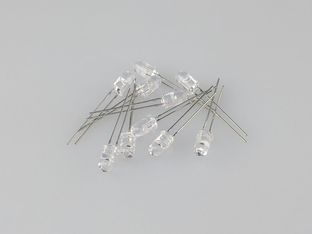 10 Pack of 5mm Ultra Bright WHITE LEDs ~ 3V @ 20mA – MarVac Electronics