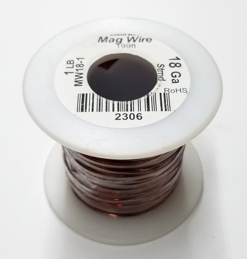 MW18-1, 18 Gauge Insulated Magnet Wire 1 Pound Roll (199' Approx.) 18A ...