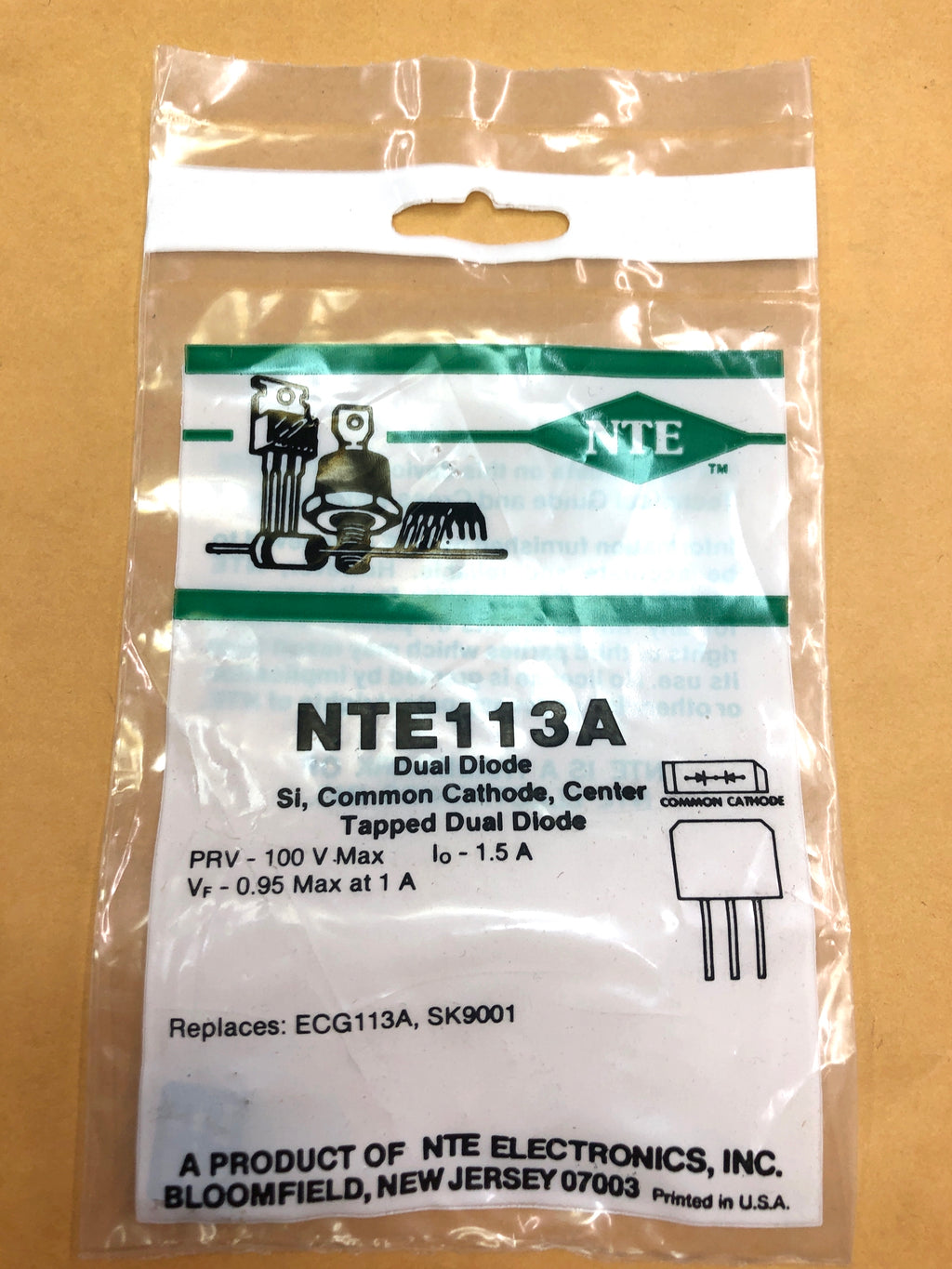 NTE113A, Dual Diode Rectifier for TV Horizonal AGC ~ 100 PRV (ECG113A ...
