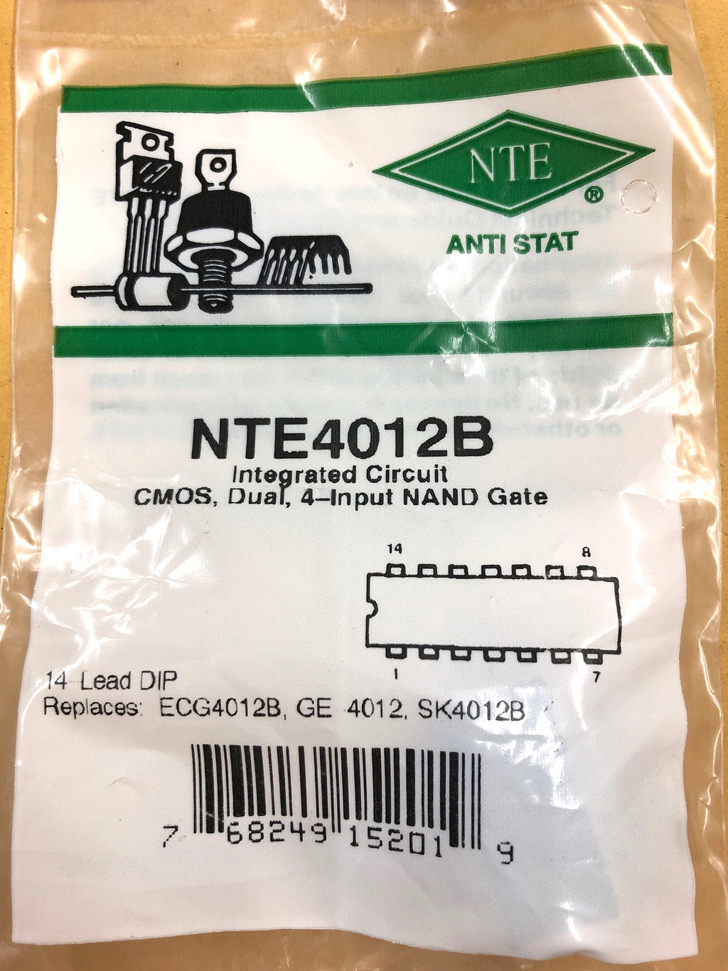 NTE4012B, CMOS Dual 4-input NAND Gate ~ 14 Pin DIP (ECG4012B) – MarVac ...