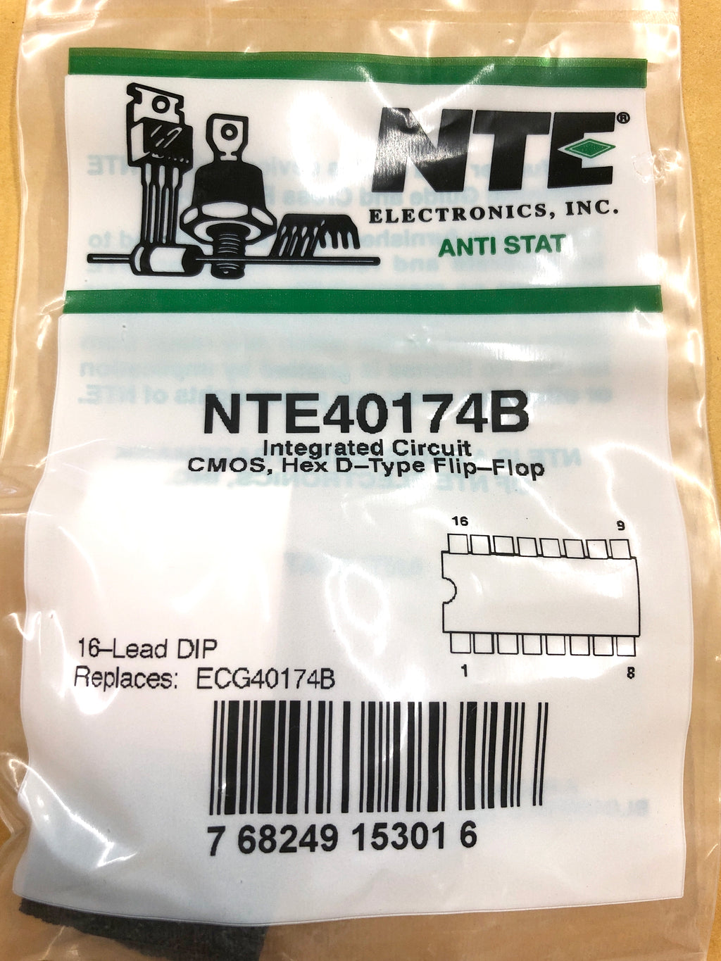 NTE40174B, CMOS Hex D-type Flip Flop ~ 16 Pin DIP (ECG40174B) – MarVac ...