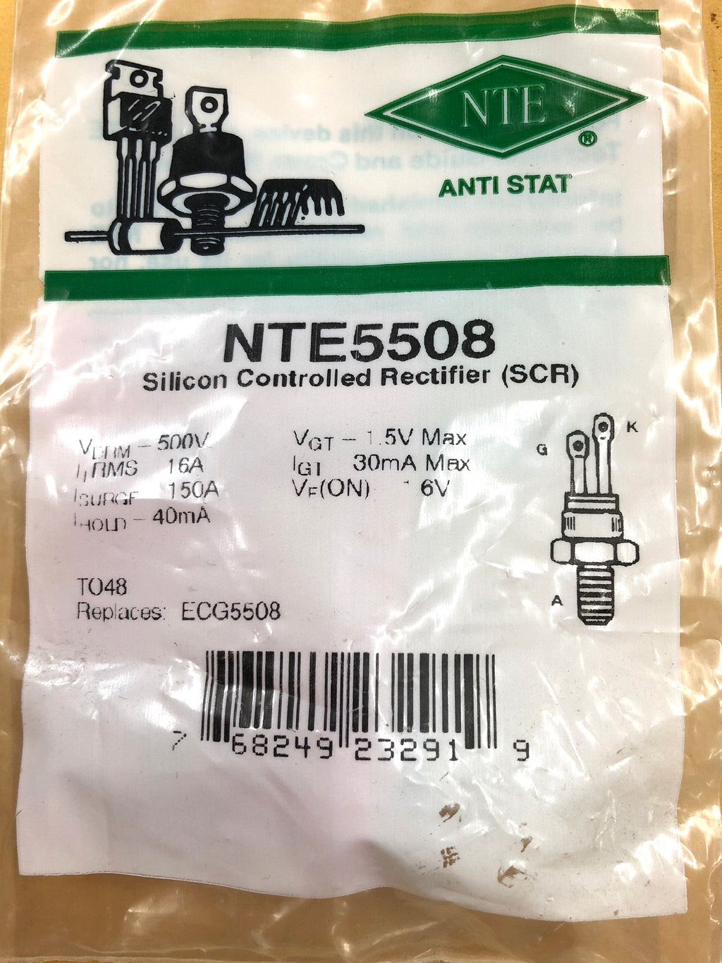 NTE5508, 500V @ 16A Silicon Controlled Rectifier SCR ~ TO-48 (ECG5508 ...