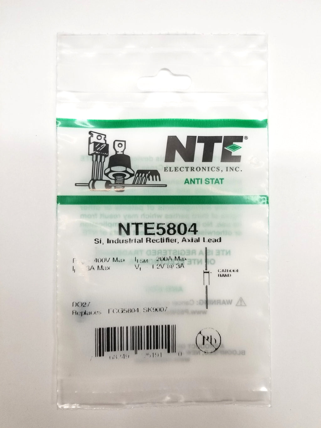 NTE5804, 400V PRV @ 3A General Purpose Rectifier Diode ~ (ECG5804 ...