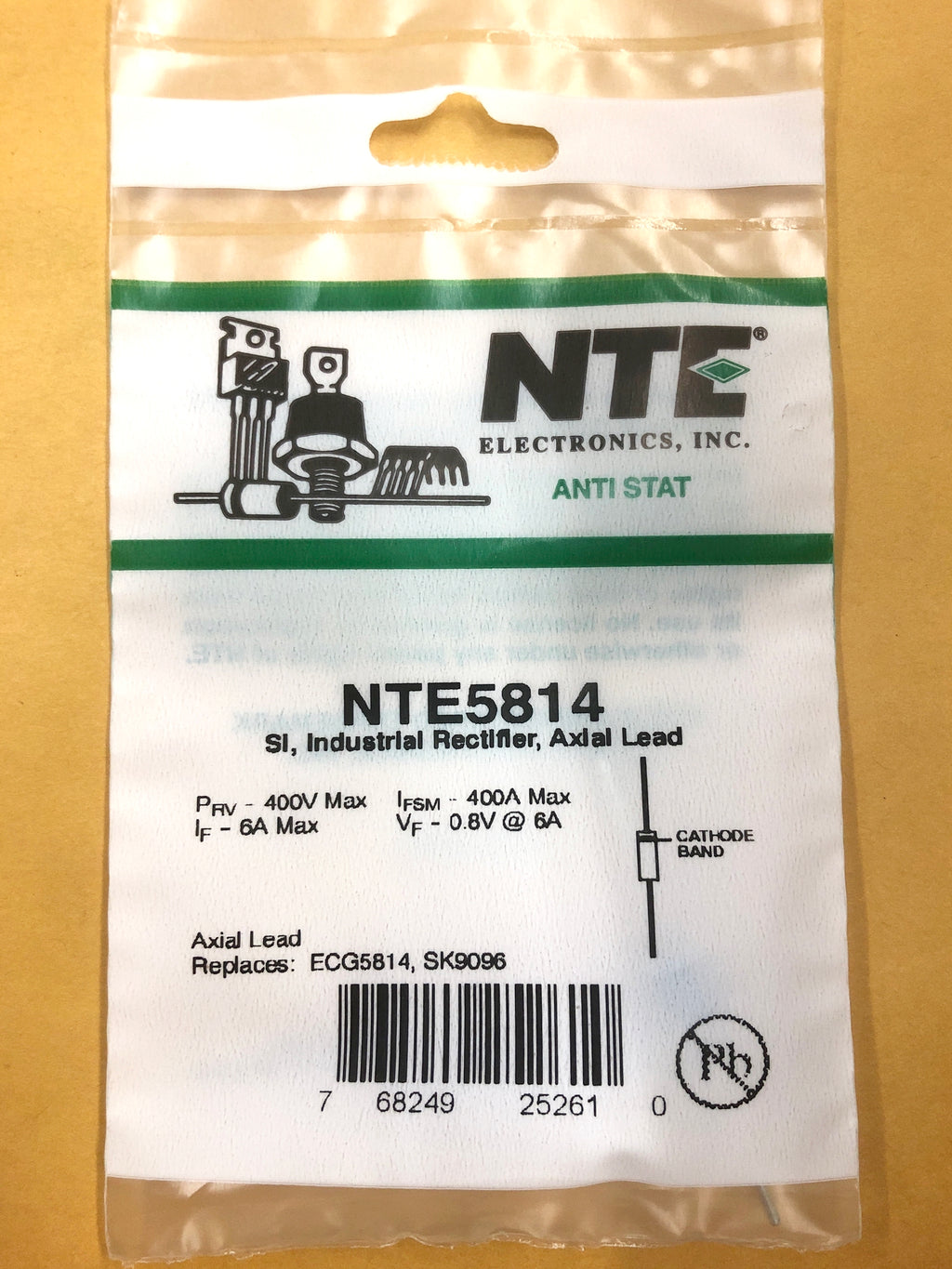 NTE5814, 400V PRV @ 6A General Purpose Rectifier Diode ~ (ECG5814 ...
