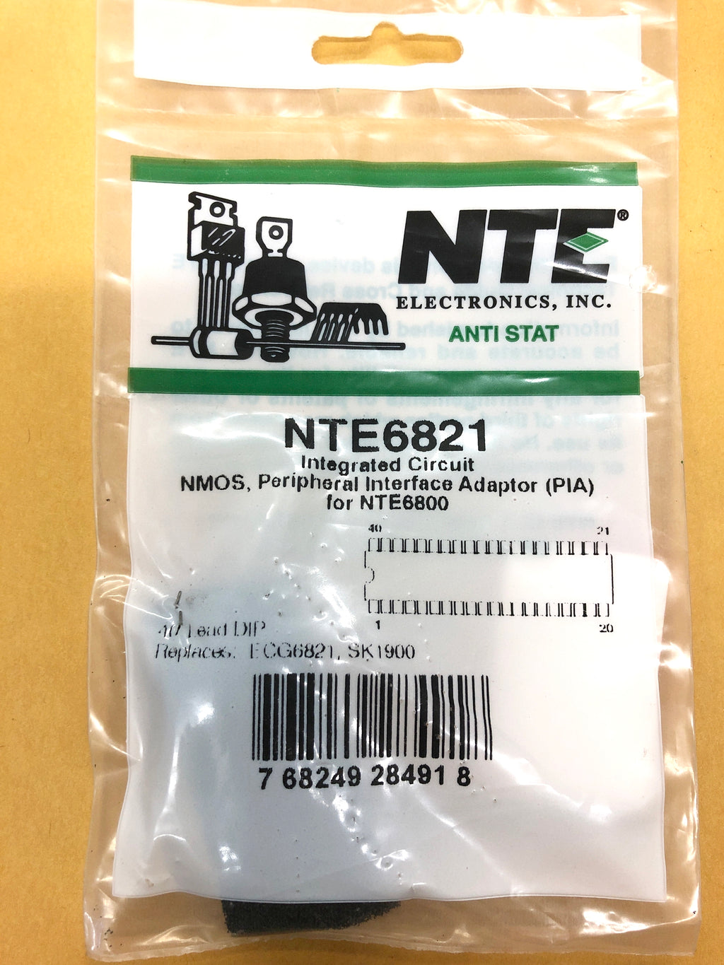 NTE6821, NMOS Peripheral Interface Adapter (PIA) For 6800 CPU ~ 40 DIP ...