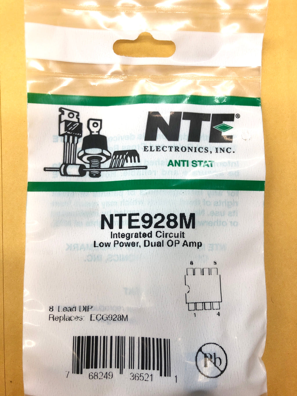 NTE928M, Low Power Dual Operational Amplifier ~ 8 Pin DIP (ECG928M ...