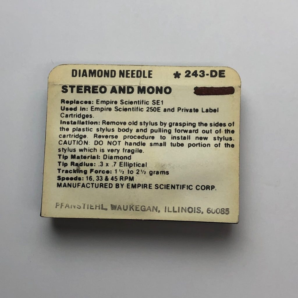 Pfanstiehl 243-DE Diamond Elliptical Needle for Audio Empire* – MarVac ...