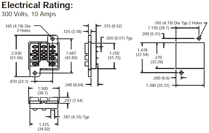 NTE R95-124, 11 Pin 0.187" Blade Relay Socket ~ Through-Hole Panel Mou ...