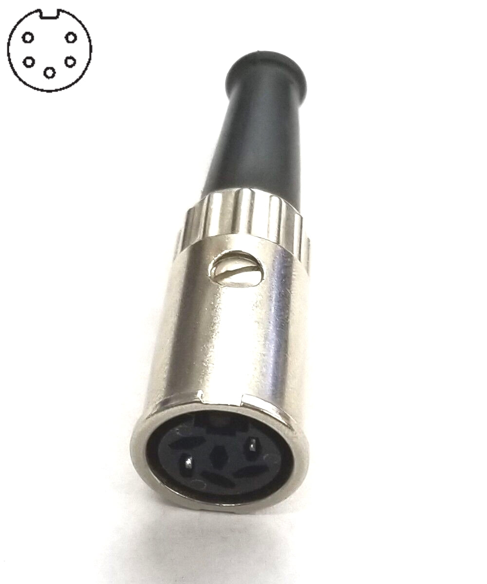 Switchcraft 13EL5F, 240° 5 Pin Female DIN Metal Cable Connector with L ...