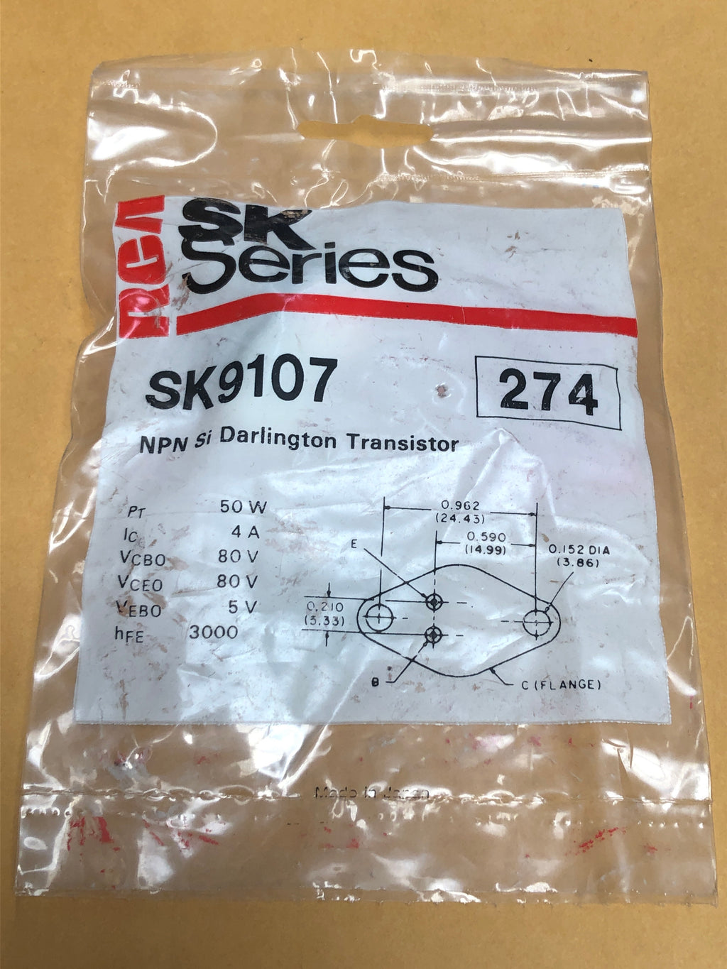 Silicon complementary transistor SK9107 (274) – MarVac Electronics