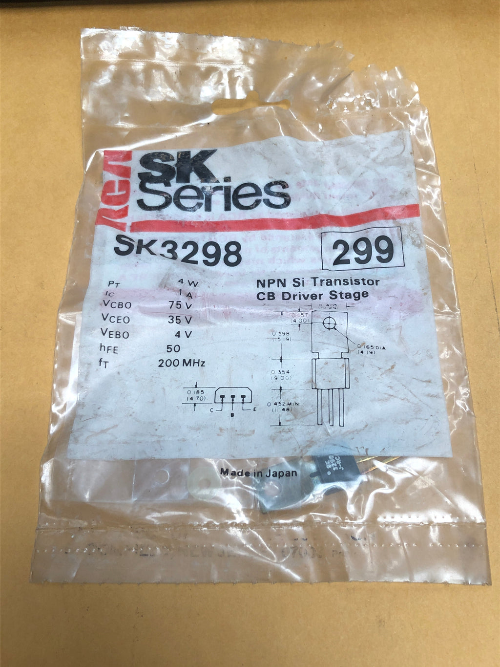 Silicon NPN transistor SK3298 (299) – MarVac Electronics