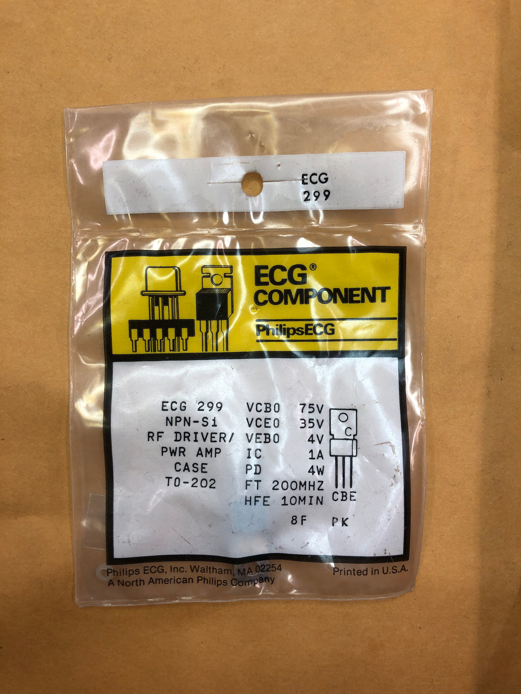 ECG299 NPN-Si Transistor 75V 1A TO-202 – MarVac Electronics