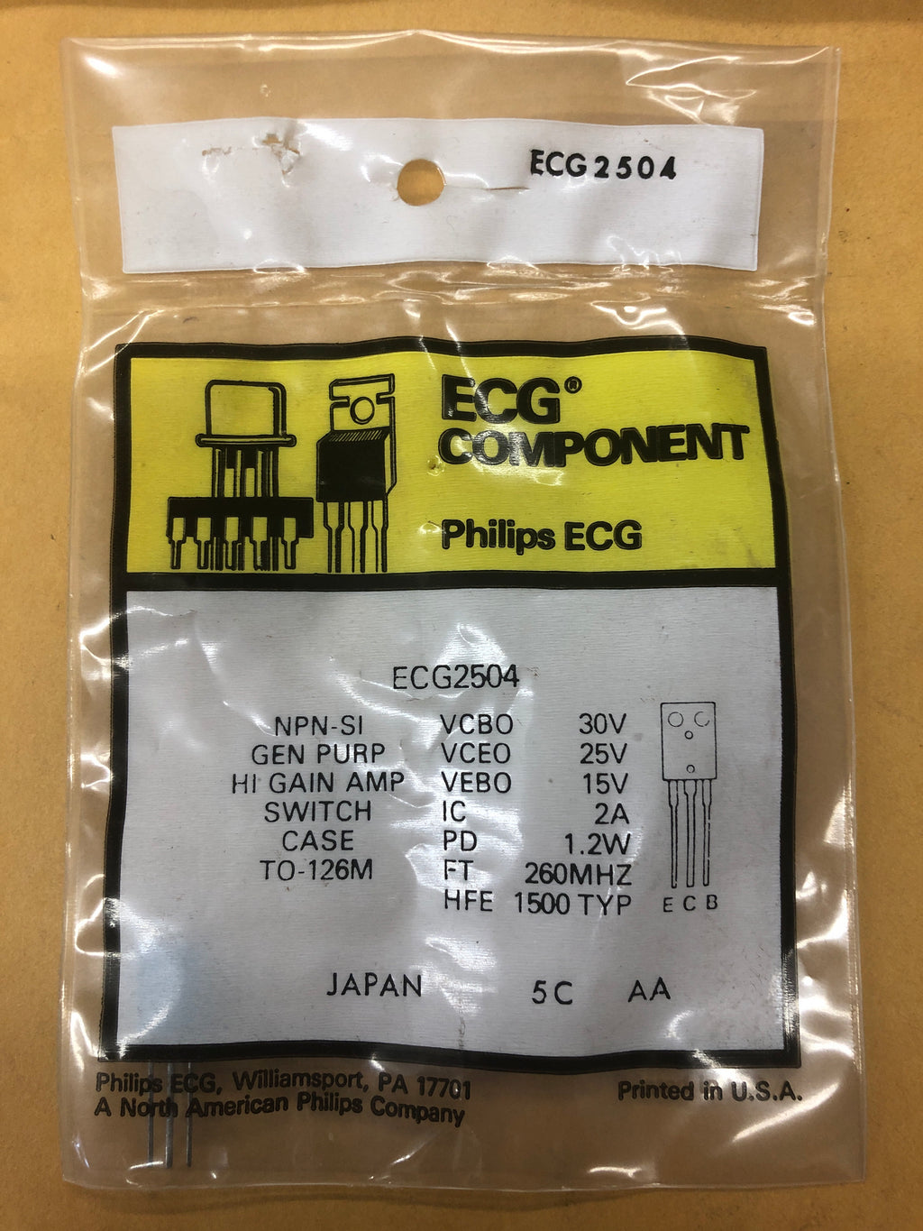 ECG2504 T NPN SI HIGH GAIN AMP – MarVac Electronics