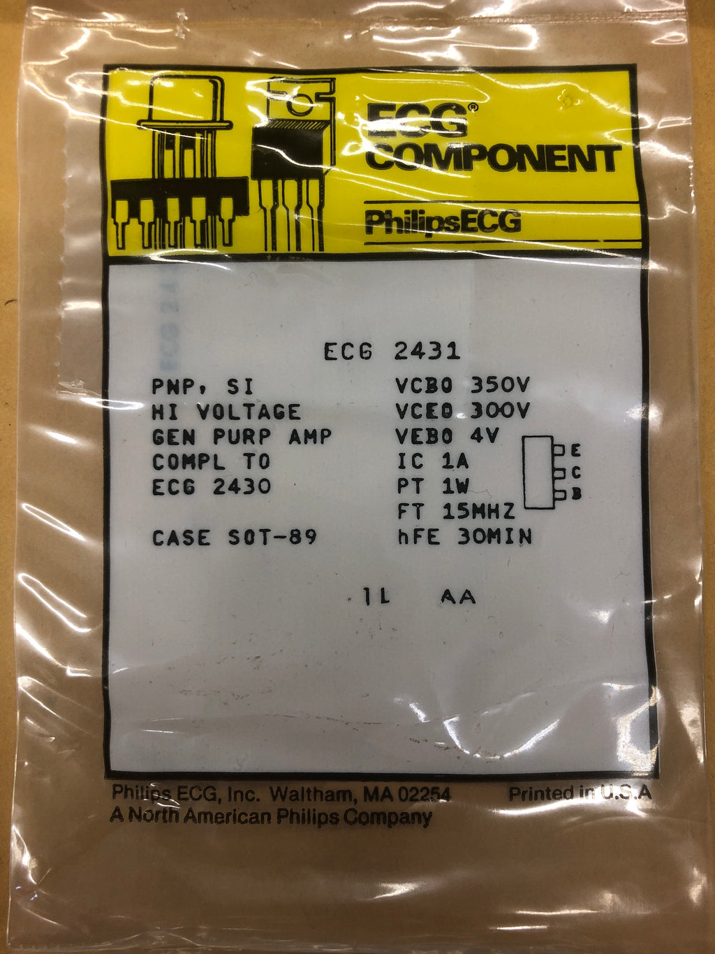 ECG2431 T PNP SI HI VLTG AMP – MarVac Electronics
