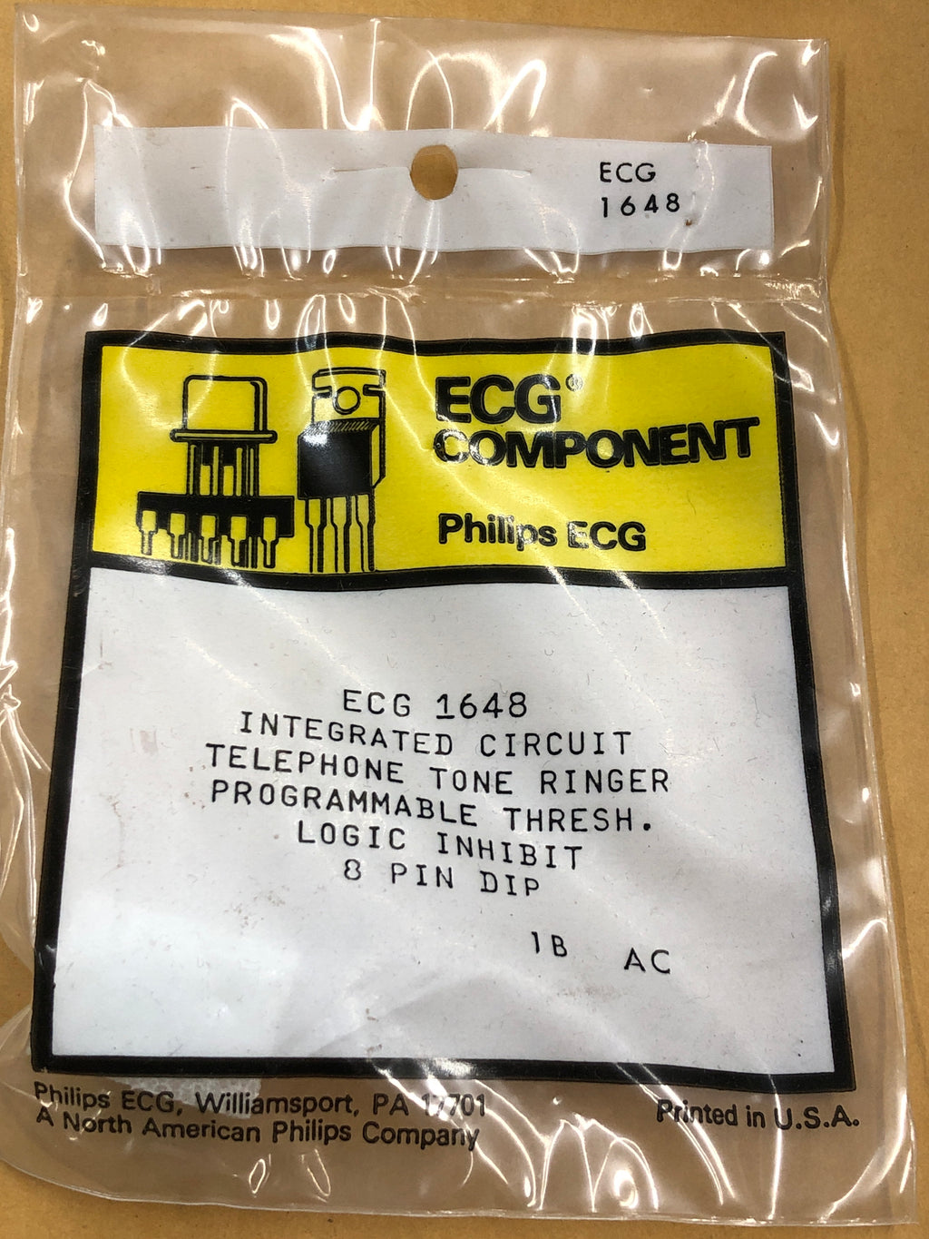 ECG1648 Telephone Tone Ringer IC ~ 8 Pin DIP (NTE1648) – MarVac Electronics