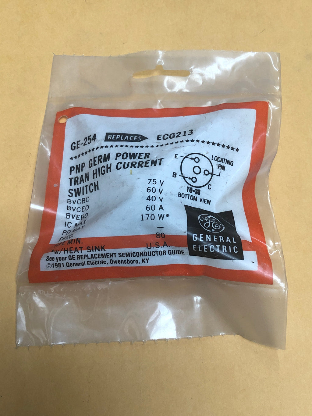 Germanium PNP transistor GE-254 (213) – MarVac Electronics